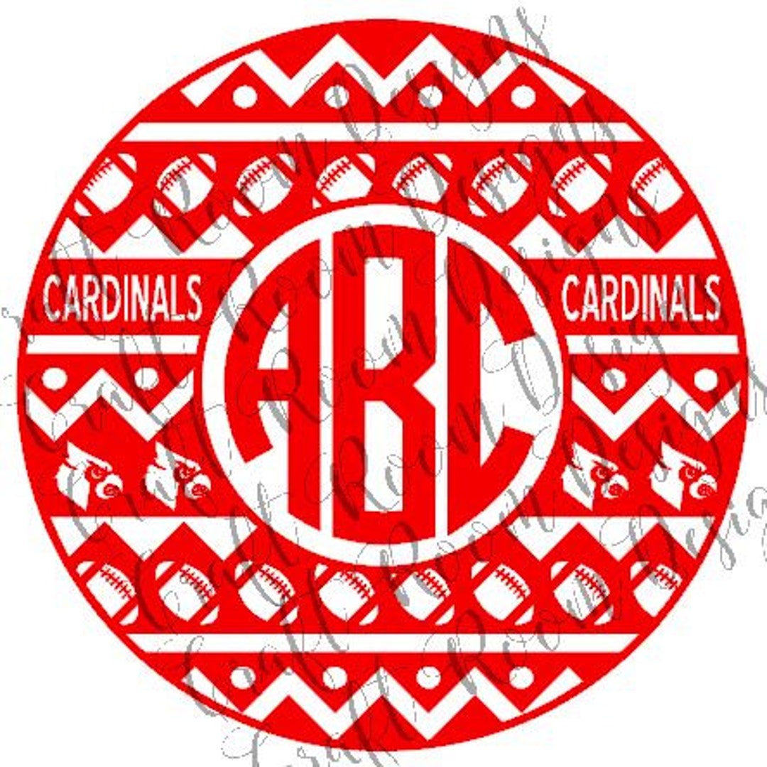 Cardinals Aztec Monogram Frame Archivo Digital - Etsy España