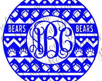 Bulldog Aztec Monogram Frame Digital Design | Etsy