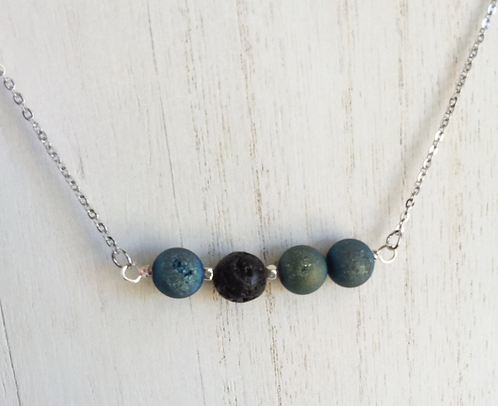 Blue Agate Oil Diffuser Bar Necklace, Aromatherapy, Oil Diffuser ...