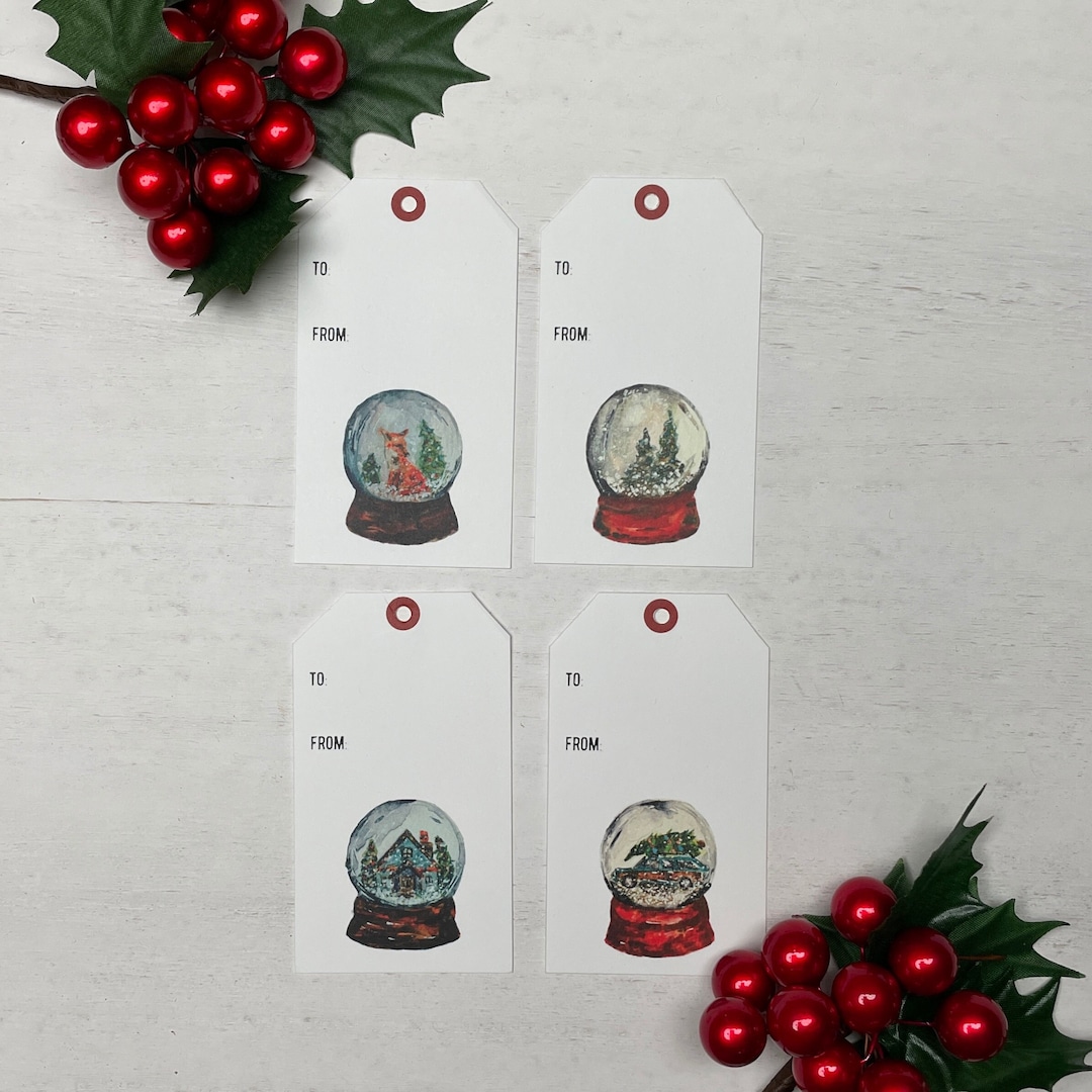 Set of 12 Snow Globe Holiday Gift Tags - Etsy
