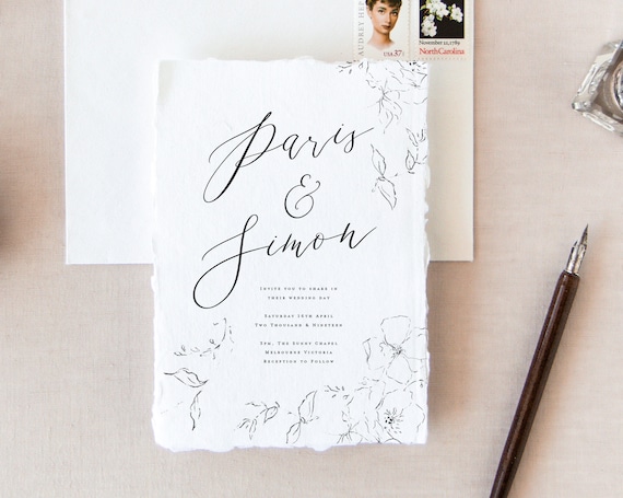 Handmade Paper Wedding Invitation Suite Textured Wedding | Etsy