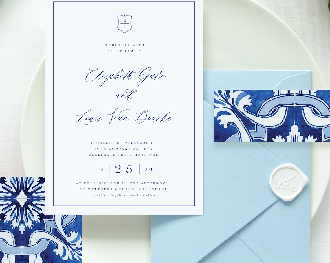 Mediterranean Wedding Invitation Suite Real Gold Foil | Etsy