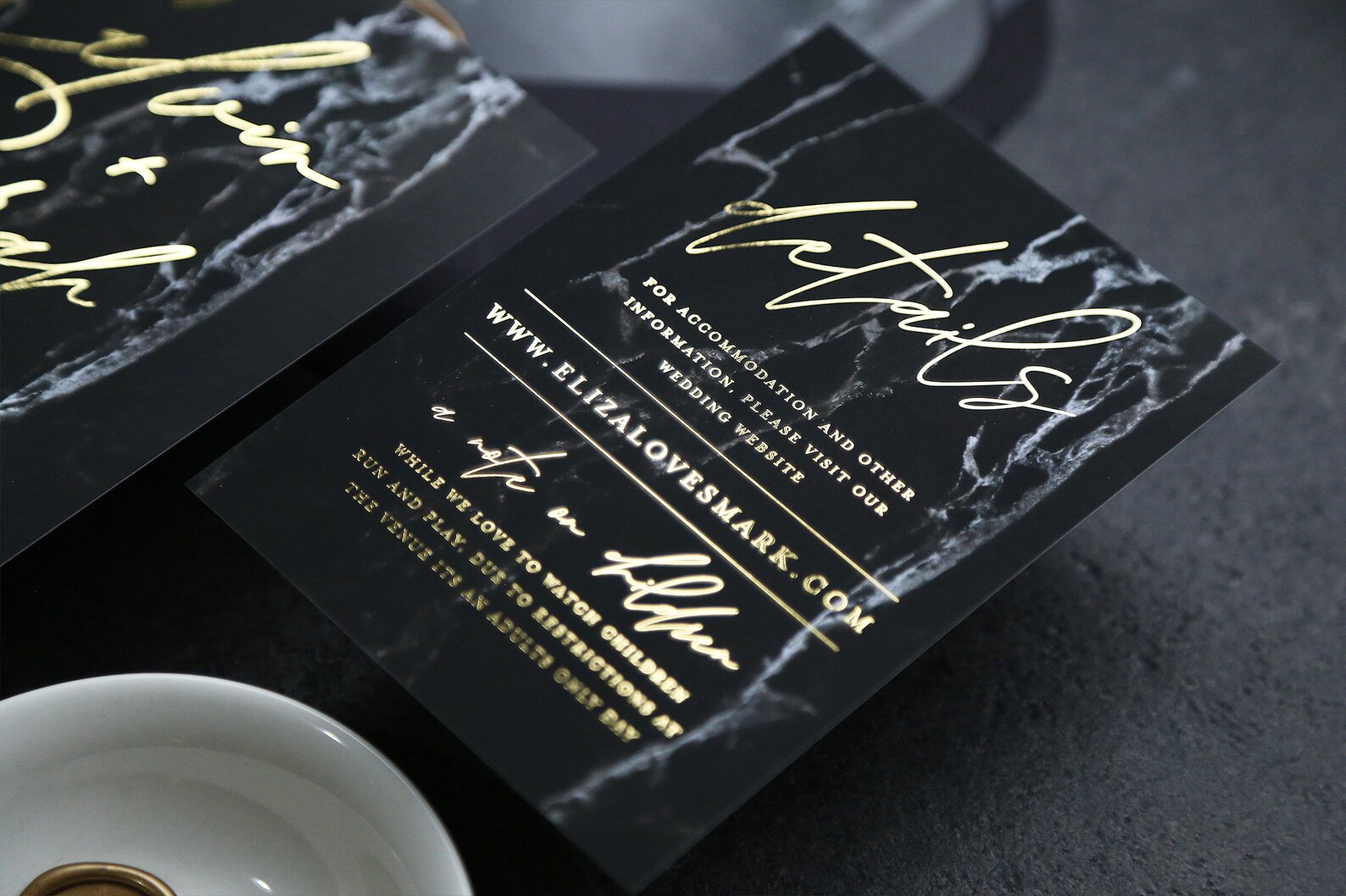 Marble Wedding Invitation Suite, Real Gold Foil Wedding Invitation ...