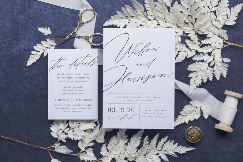 Simple White Wedding Invitation Suite White Wedding - Etsy