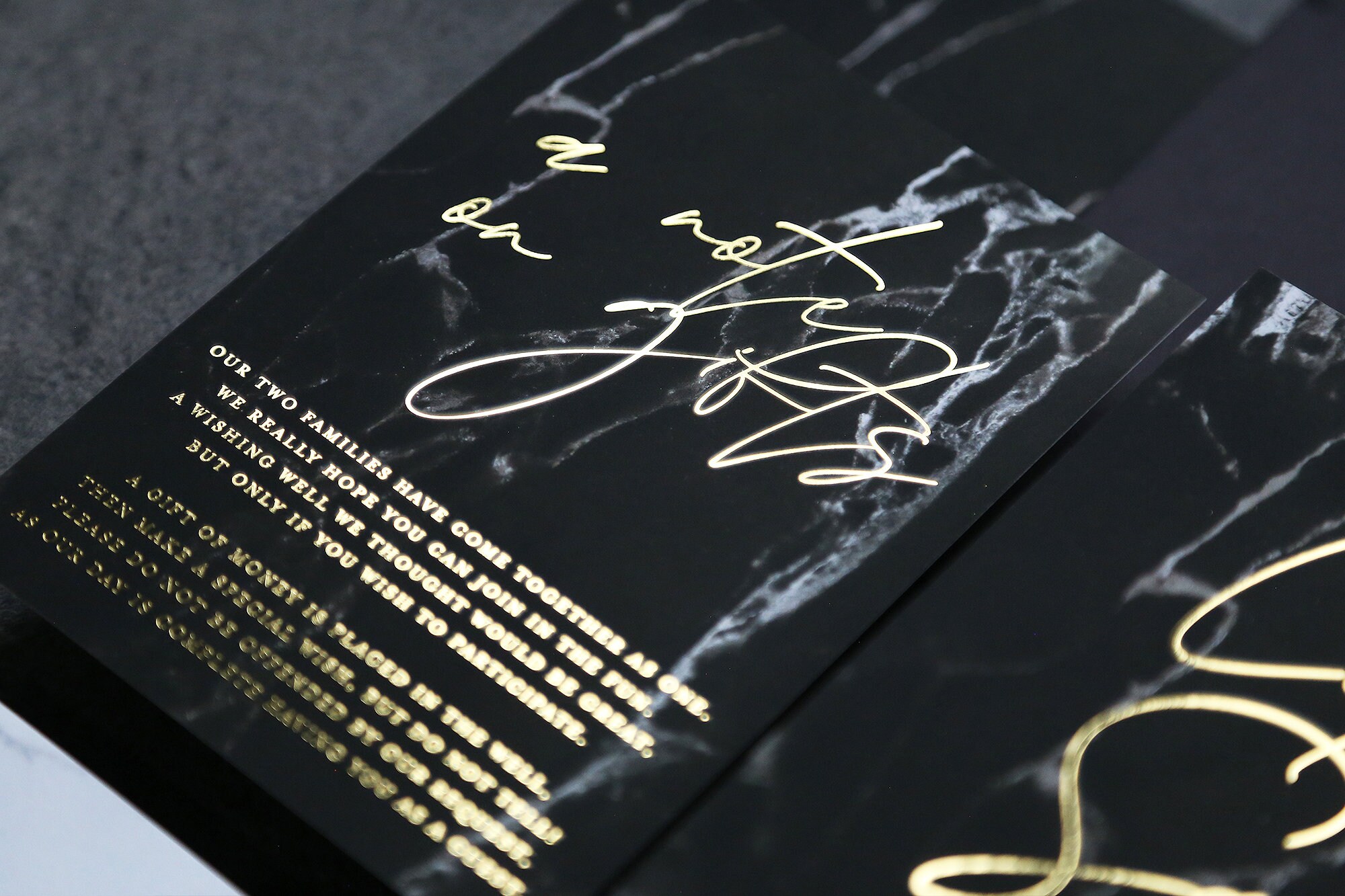 Marble Wedding Invitation Suite, Real Gold Foil Wedding Invitation ...
