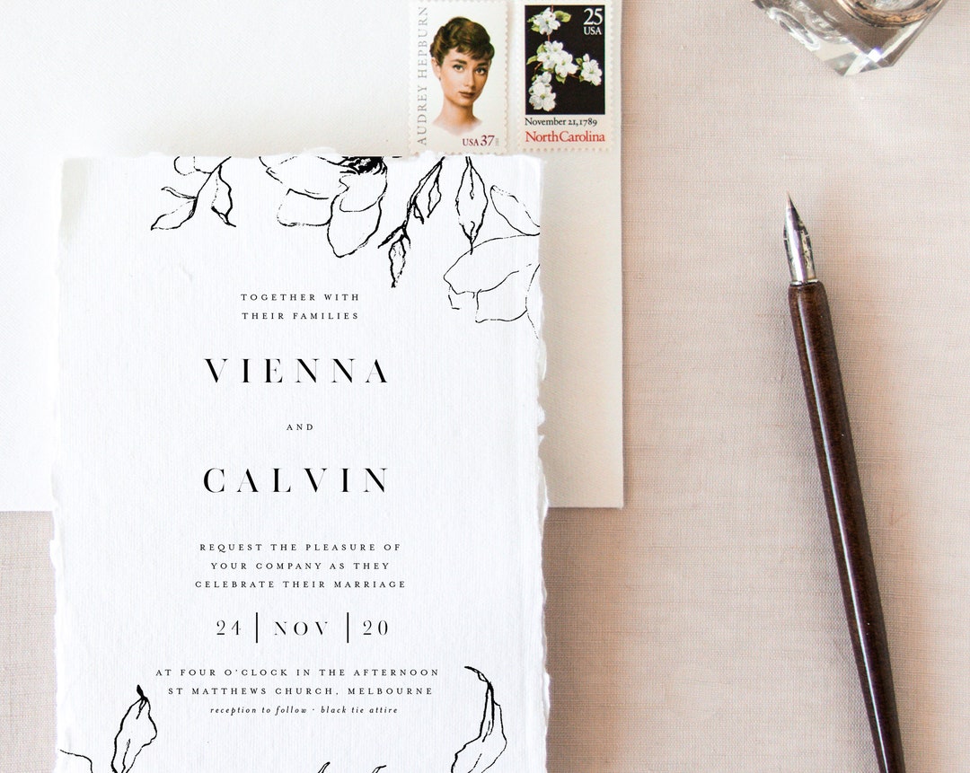 Handmade Paper Wedding Invitation Suite, Textured Wedding Invitation ...