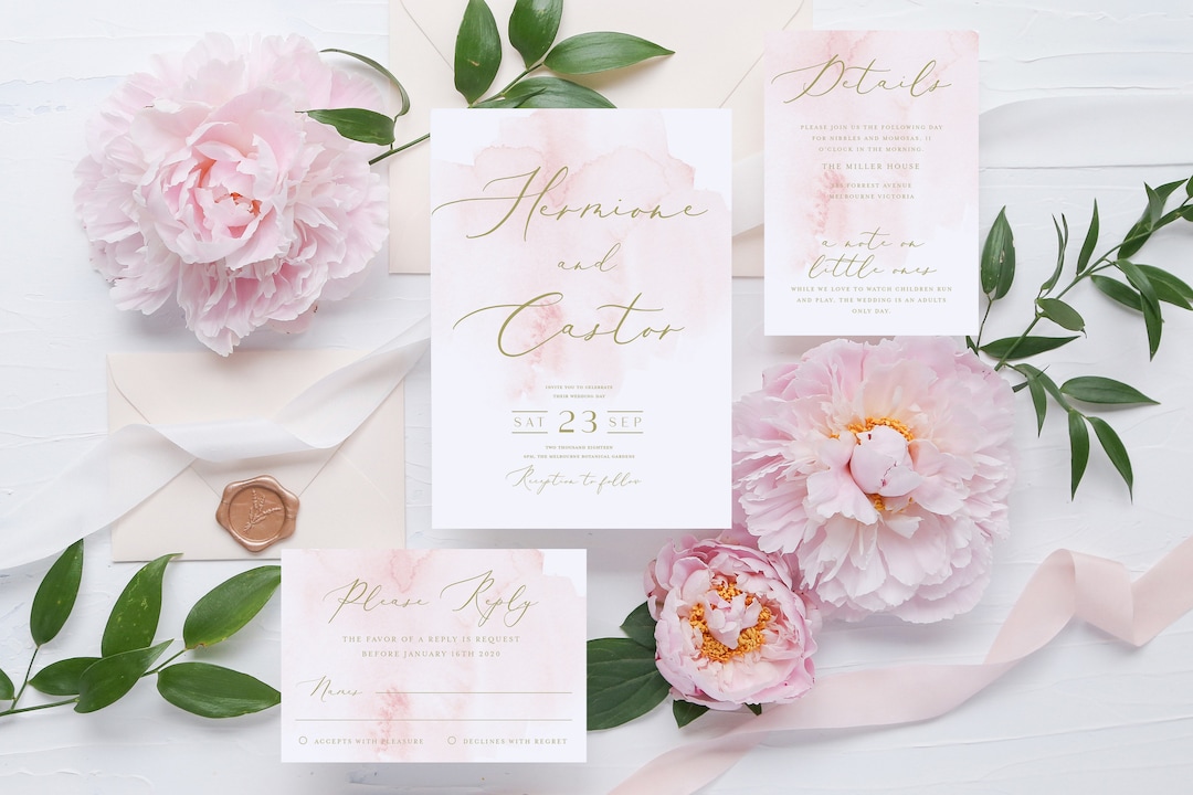 Blush Wedding Invitation Suite, Classic Wedding Invitation, Wedding ...