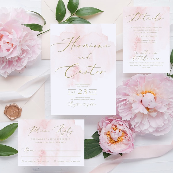 Blush Wedding Invite - Etsy