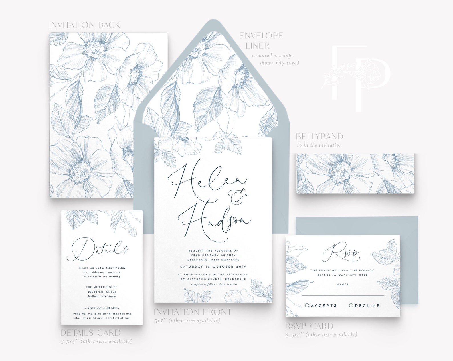 Light Blue Wedding Invitation Suite Real Gold Foil Wedding | Etsy