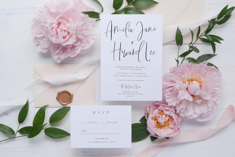 Simple White Wedding Invitation Suite White Wedding | Etsy