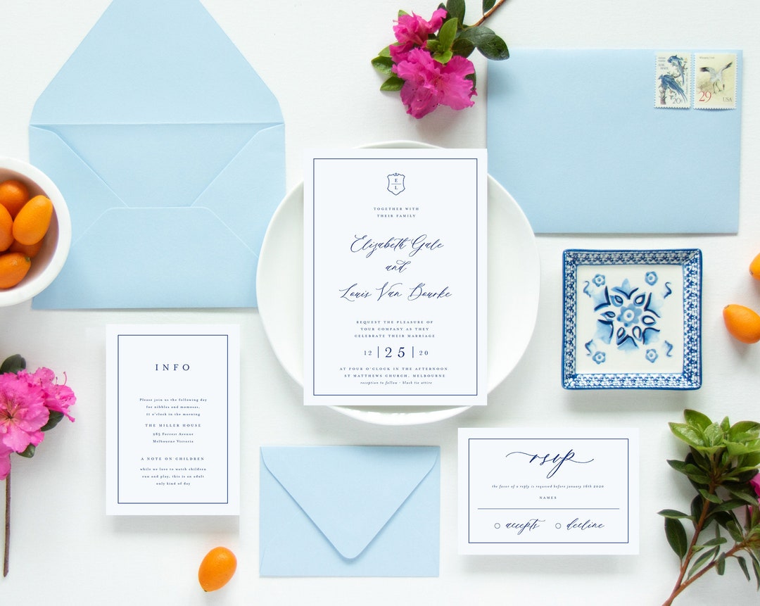 Mediterranean Wedding Invitation Suite, Real Gold Foil, Wedding ...