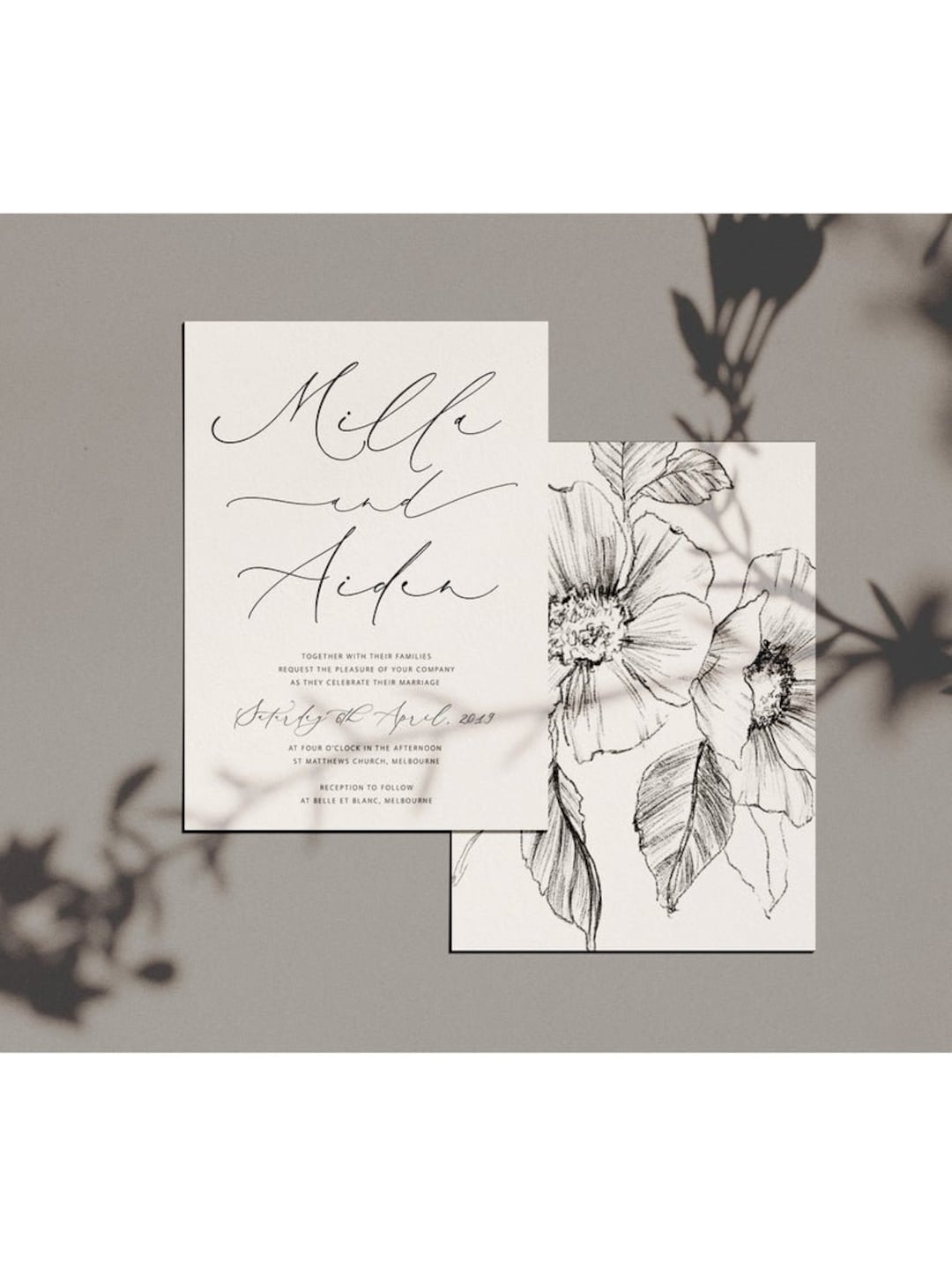 Simple White Wedding Invitation Suite, Textured Wedding Invitation ...