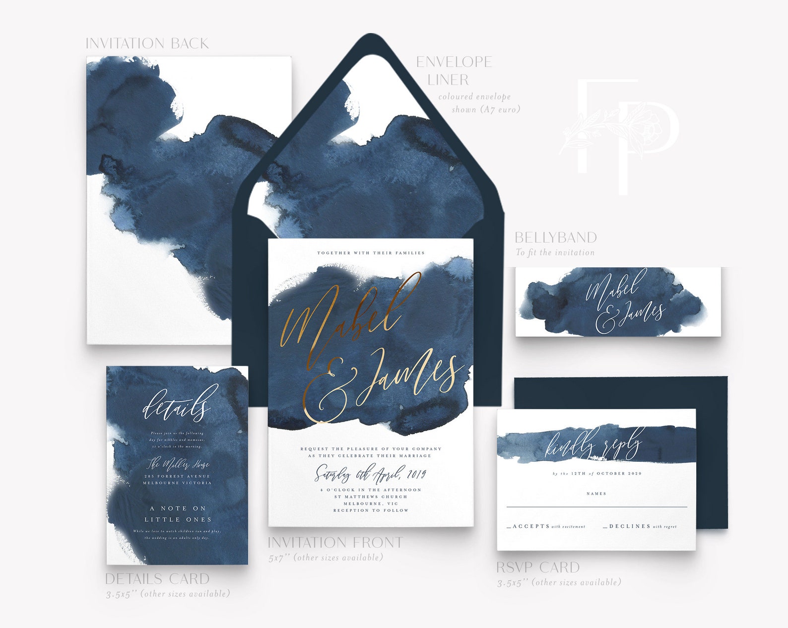 Navy Wedding Invitation Suite, Classic Wedding Invitation, Wedding ...
