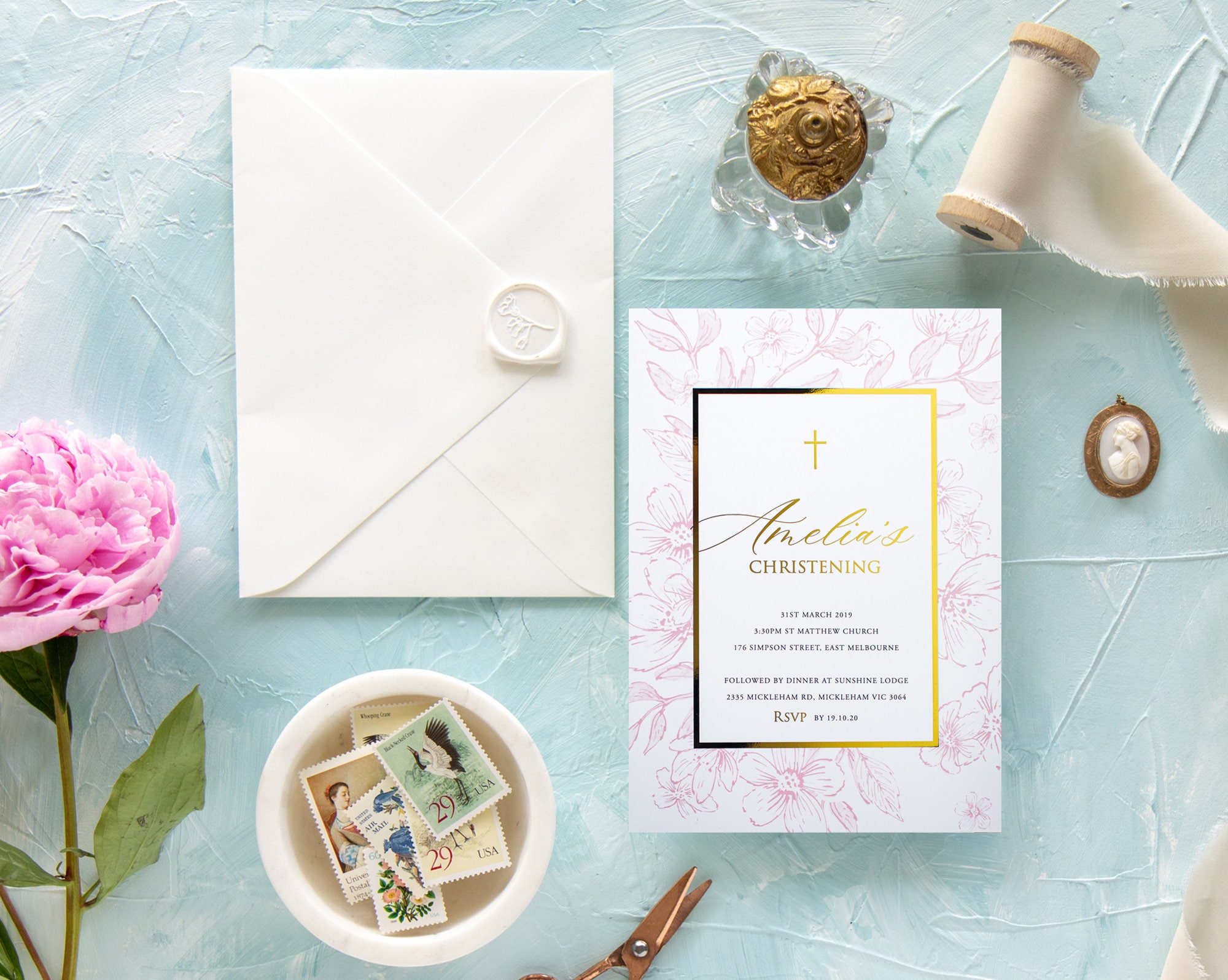 Gold Foil Baptism Invitation / Christening Invitation, for a Boy, DIY ...