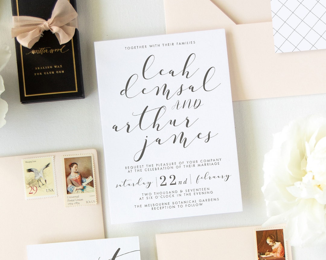 Simple Paper Wedding Invitation Suite, White Wedding Invitation ...