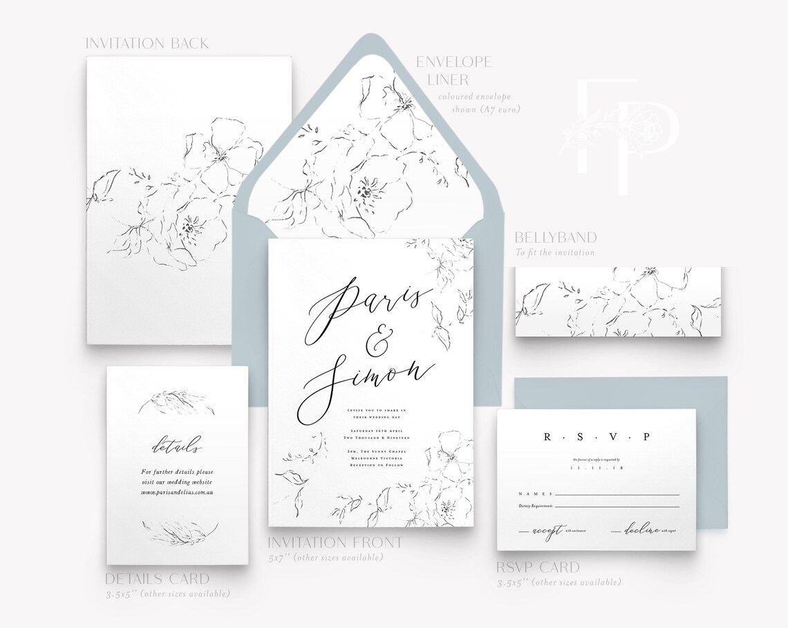 Handmade Paper Wedding Invitation Suite Textured Wedding | Etsy