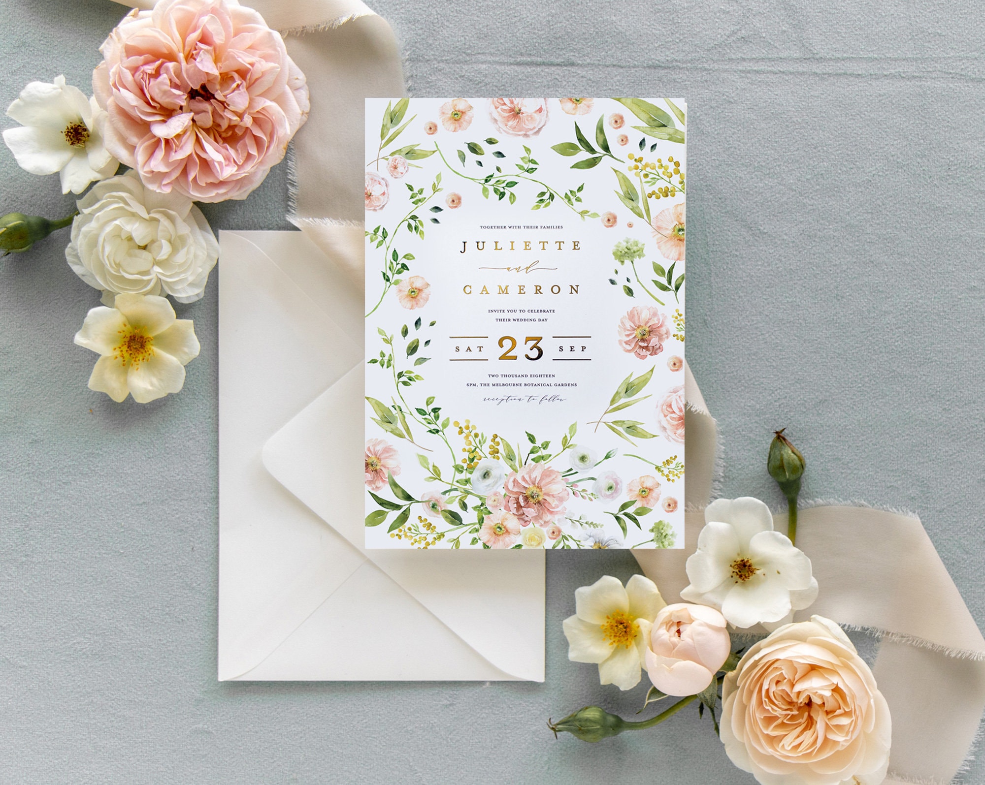 Peony Wedding Invitation Suite Classic Wedding Invitation - Etsy