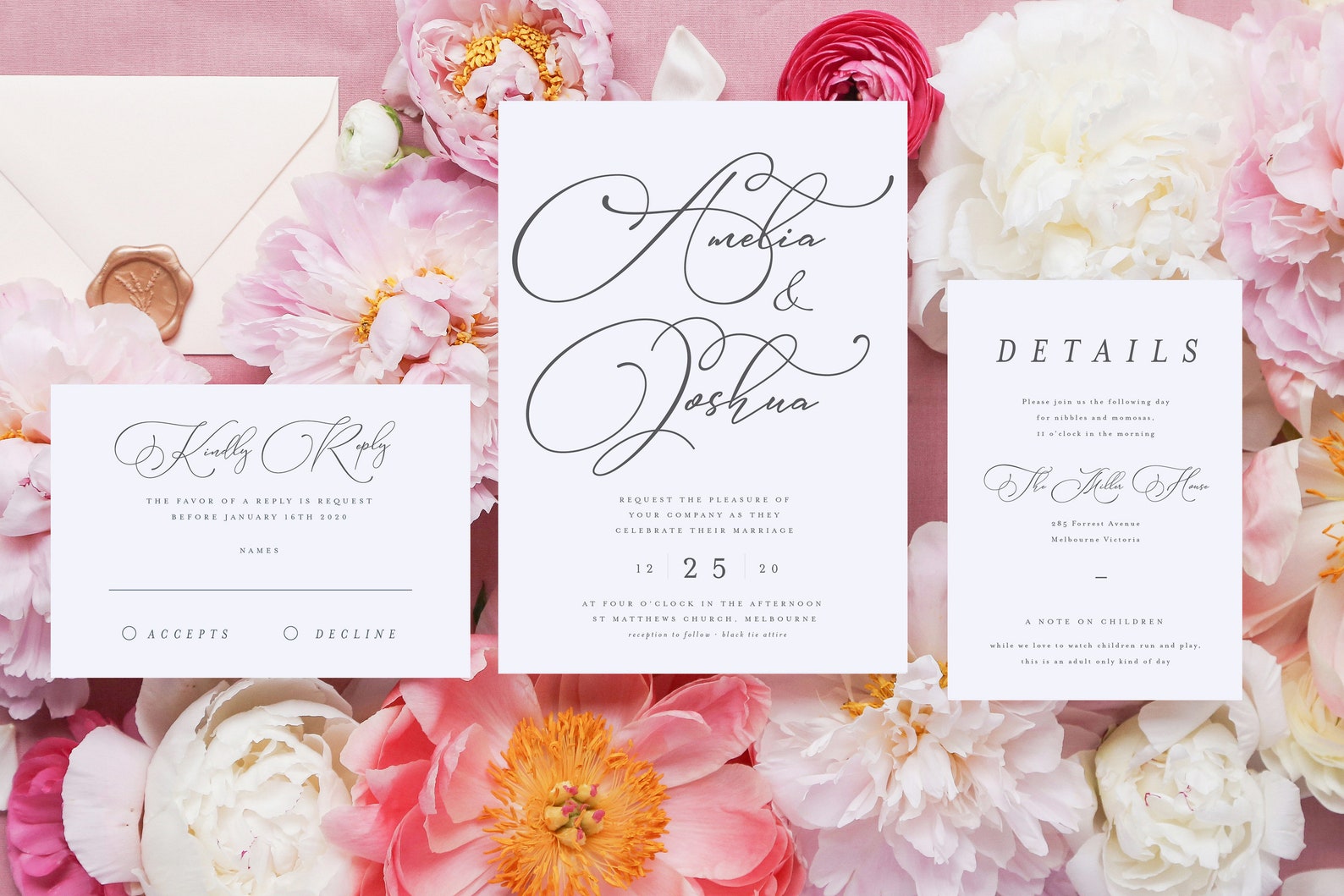 Simple Wedding Invitation Suite White Wedding Invitation | Etsy