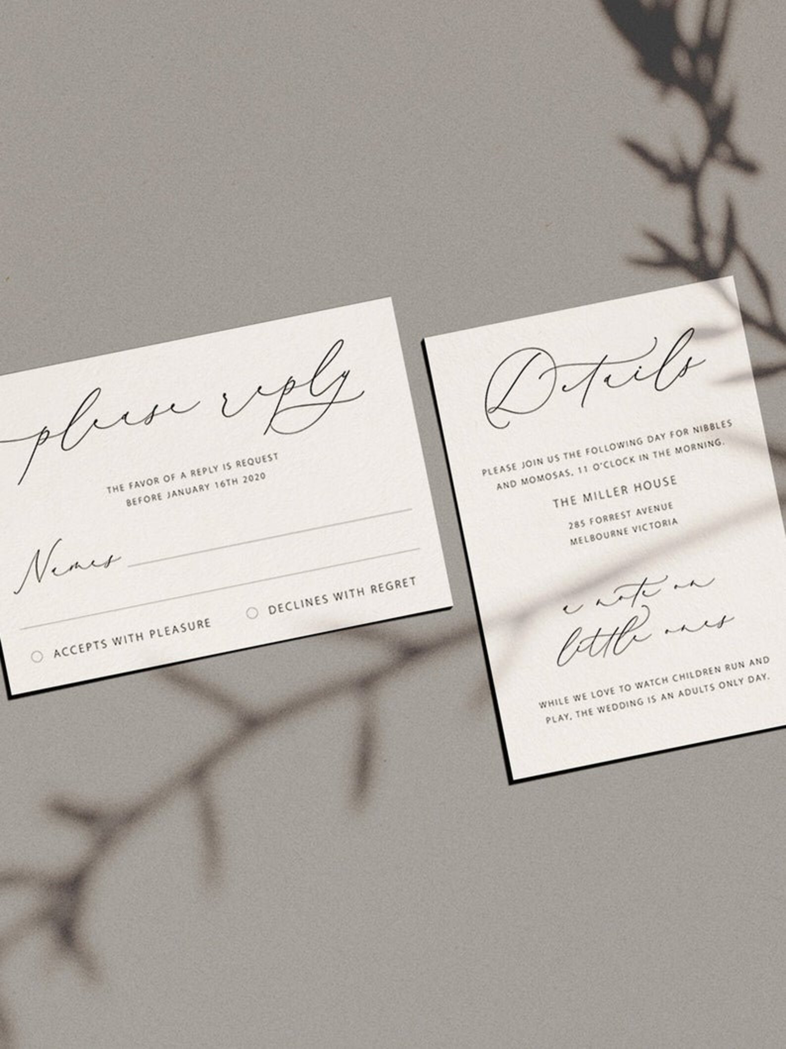Simple White Wedding Invitation Suite, Textured Wedding Invitation ...