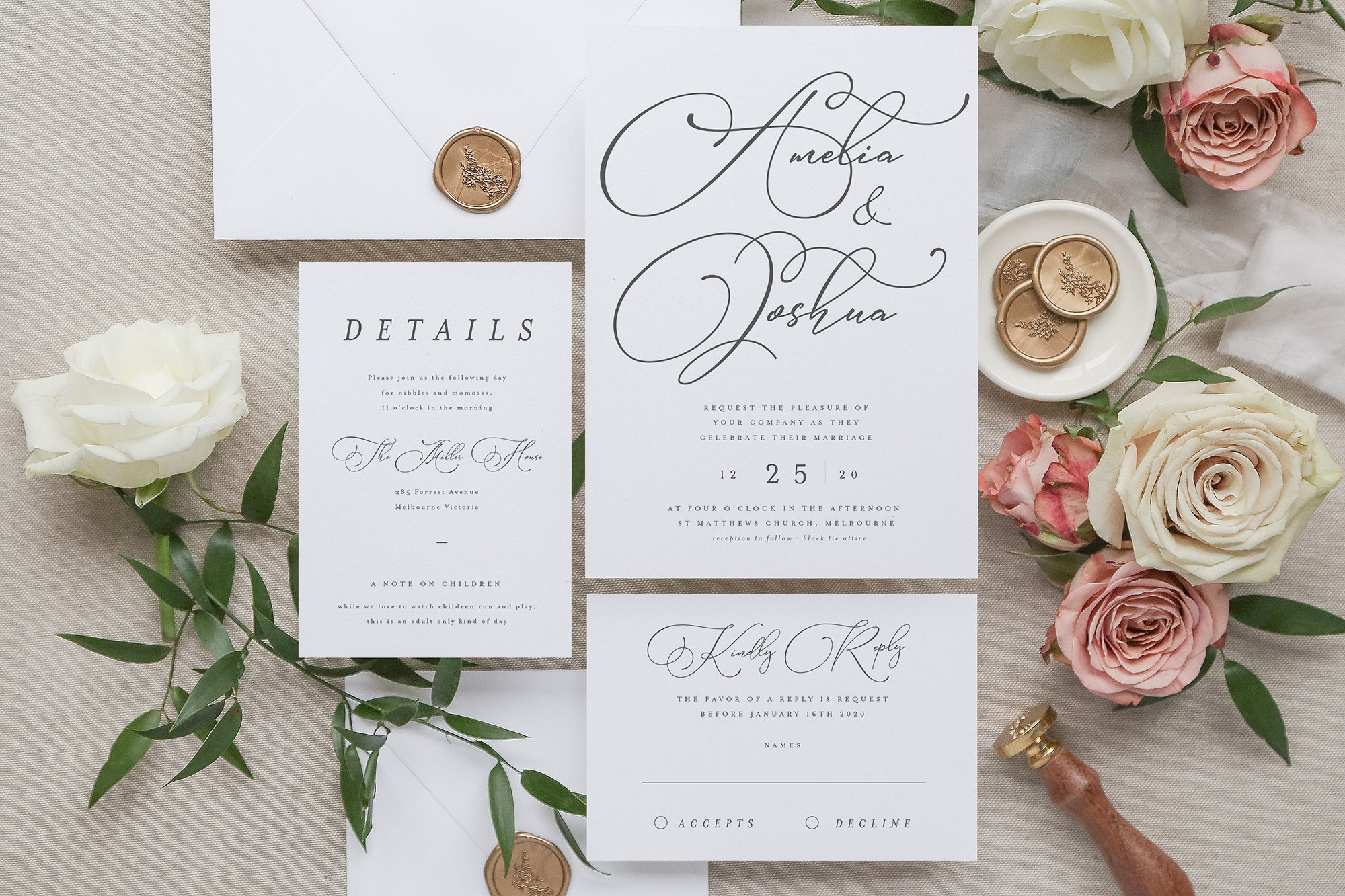 Simple Wedding Invitation Suite White Wedding Invitation | Etsy