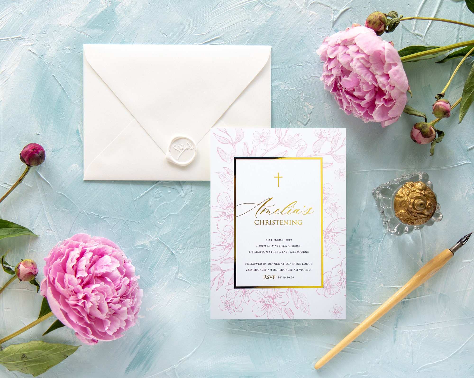 Gold Foil Baptism Invitation / Christening Invitation for a - Etsy