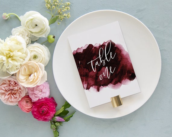 Burgundy Table Number Printed Table Numbers 5x7 | Etsy