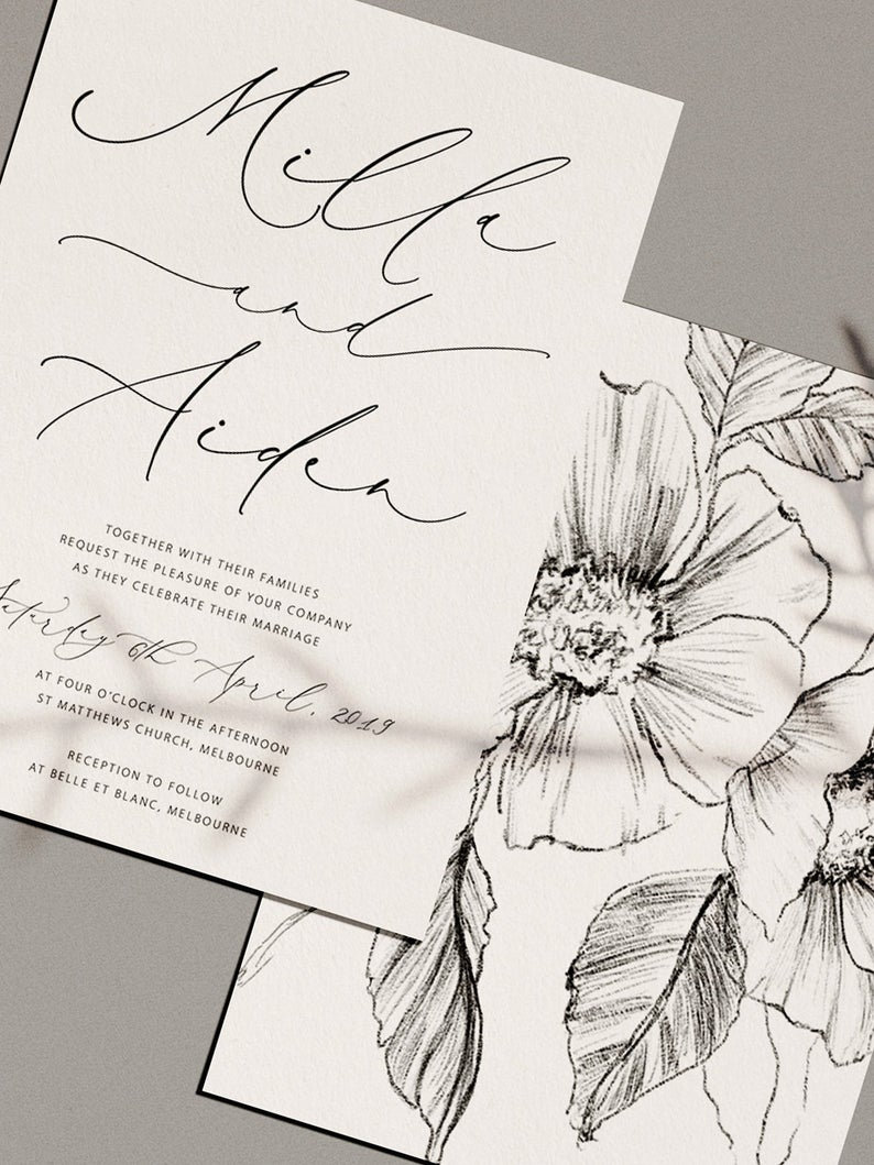 Simple White Wedding Invitation Suite, Textured Wedding Invitation ...