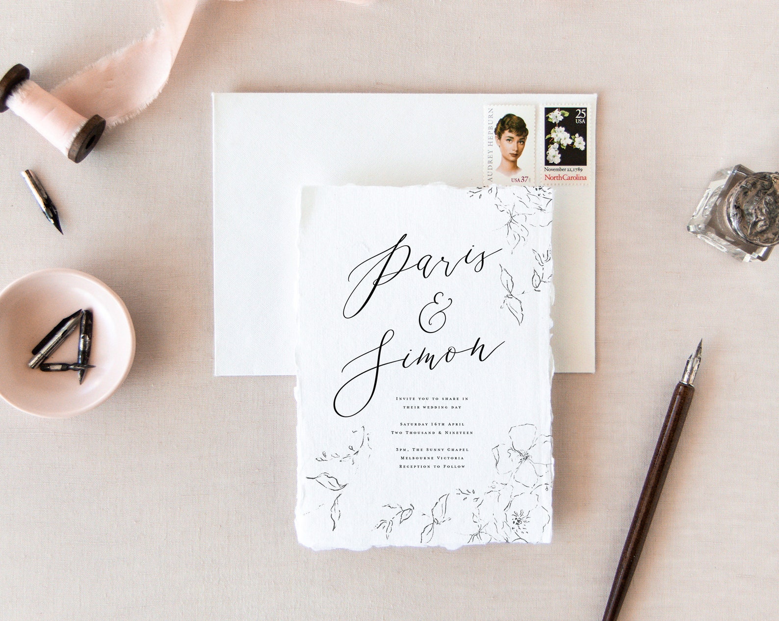 Handmade Paper Wedding Invitation Suite Textured Wedding | Etsy