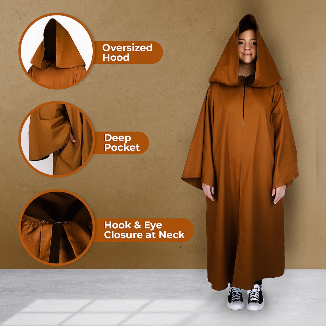 Jedi Style Robe With Oversized Hood & Pockets Star Wars - Etsy