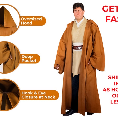 Jedi Style Robe With Oversized Hood & Pockets Star Wars - Etsy