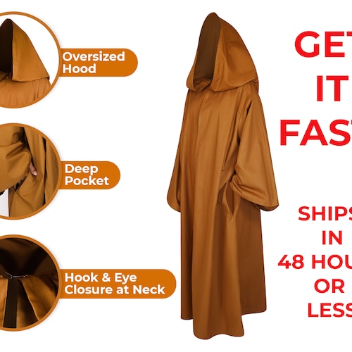 Cosplay Cloak With Oversized Hood & Pockets Brown - Etsy