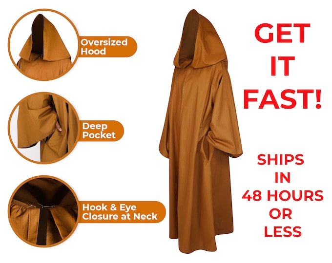 Cosplay Cloak With Oversized Hood & Pockets, Brown Multi-character ...