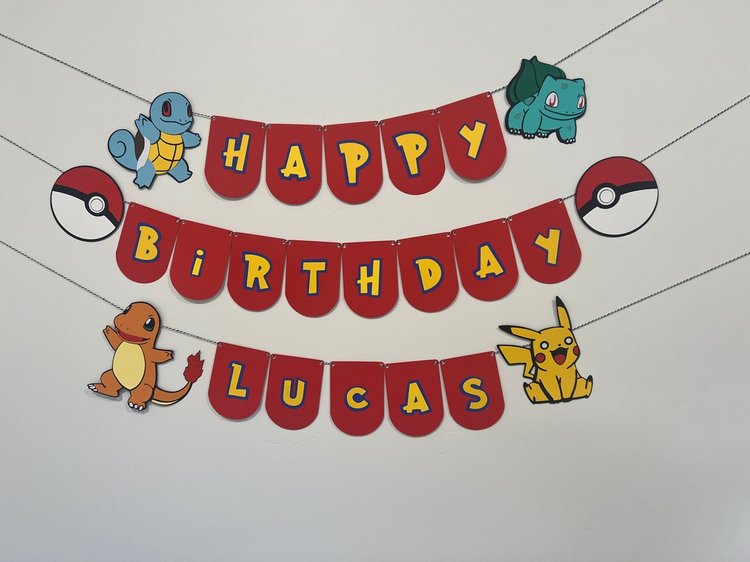 Pokemon Birthday Banner, Pokemon Birthday, Kids Birthday Banner - Etsy