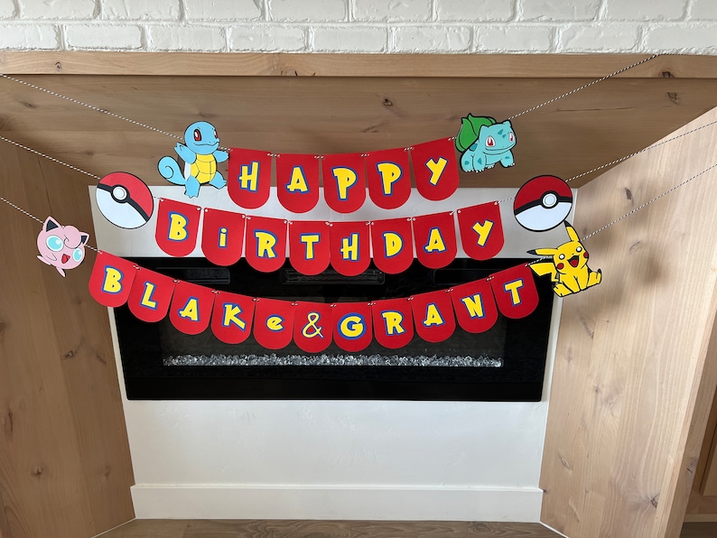 Pokemon Birthday Banner, Pokemon Birthday, Kids Birthday Banner - Etsy