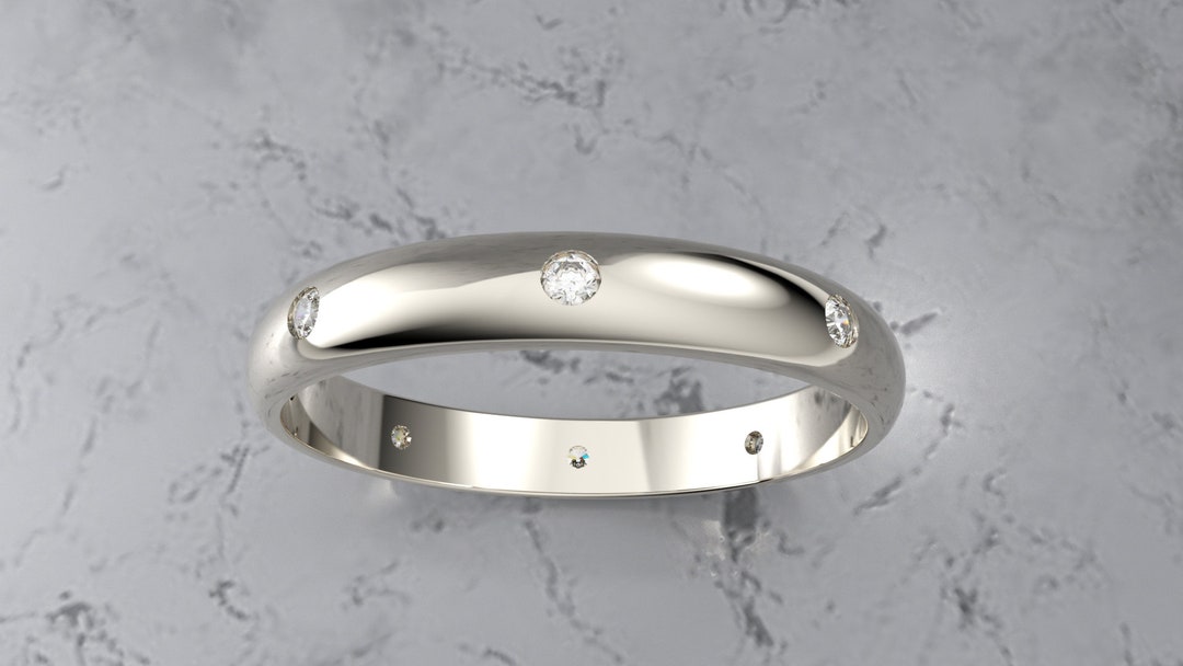 Diamond Ring Custom-made Gypsy / Flush Set 14K Gold Ring - Etsy