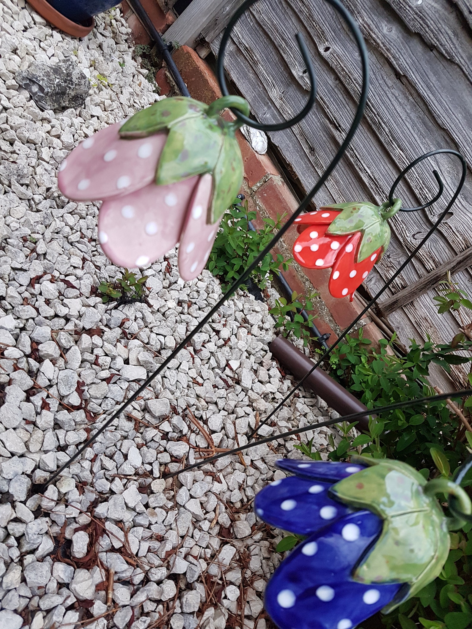Blue Spot Ceramic Garden Flower - Etsy UK
