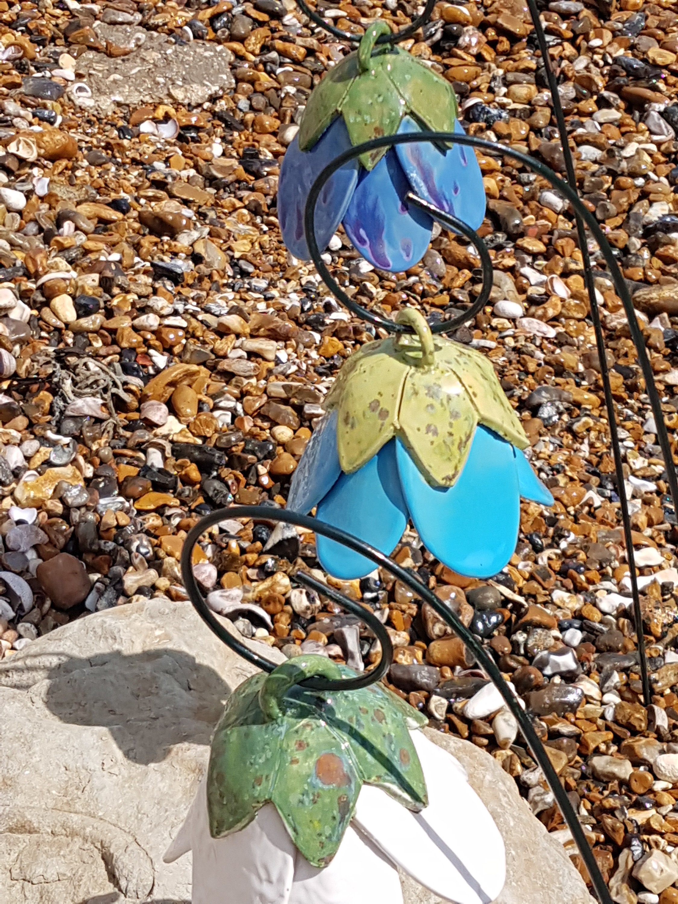 Mid Blue Ceramic Garden Flower - Etsy UK
