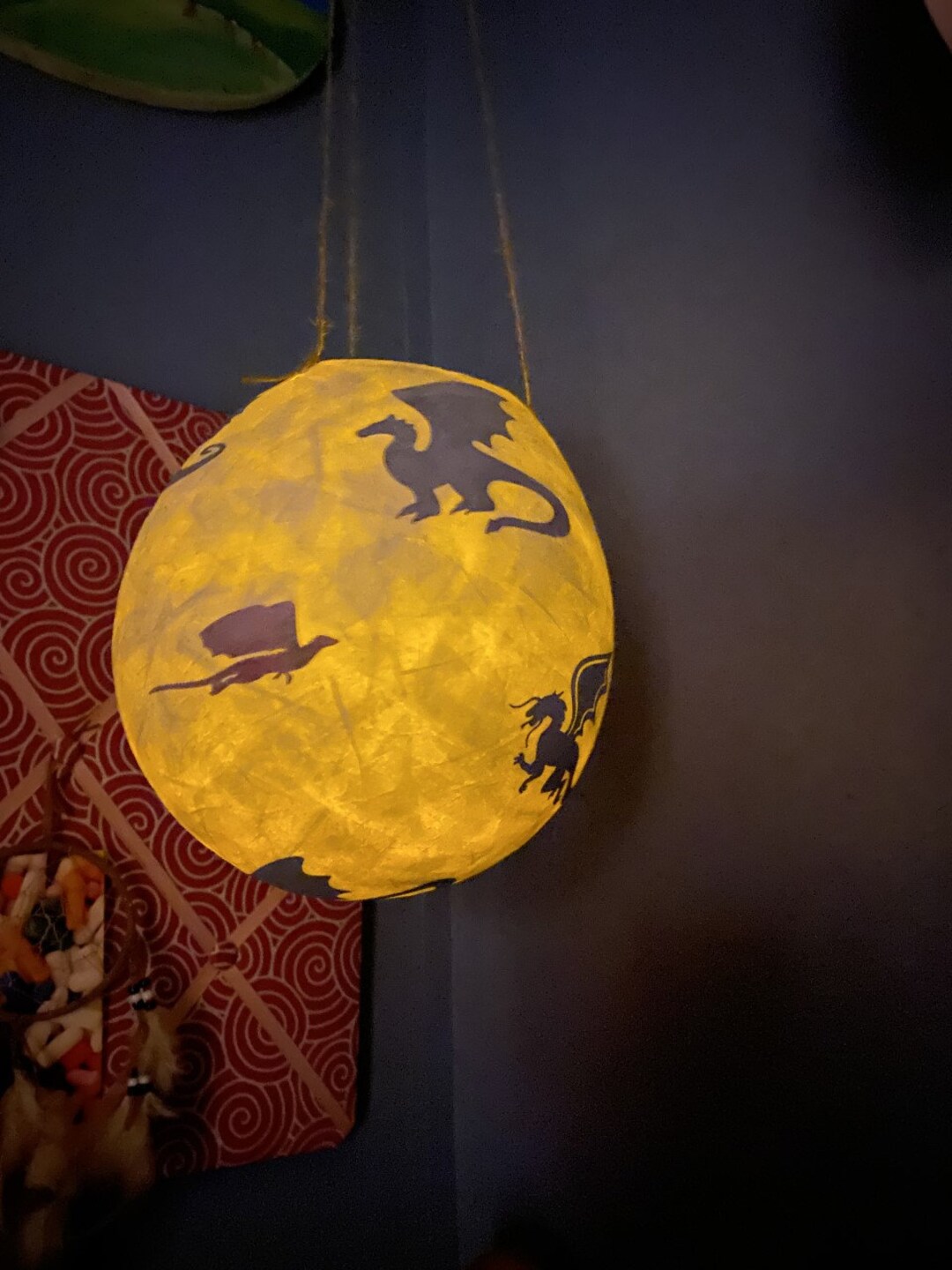 Paper Mache Lantern With Dragons - Etsy