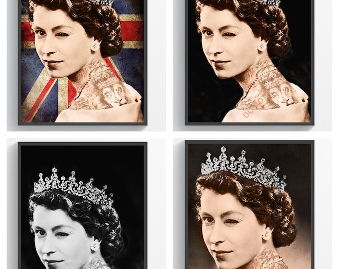 Punk Queen Queen Elizabeth Home Decor Wall Art Print Limited Edition ...
