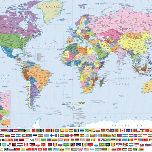 A3 World Map - Etsy UK