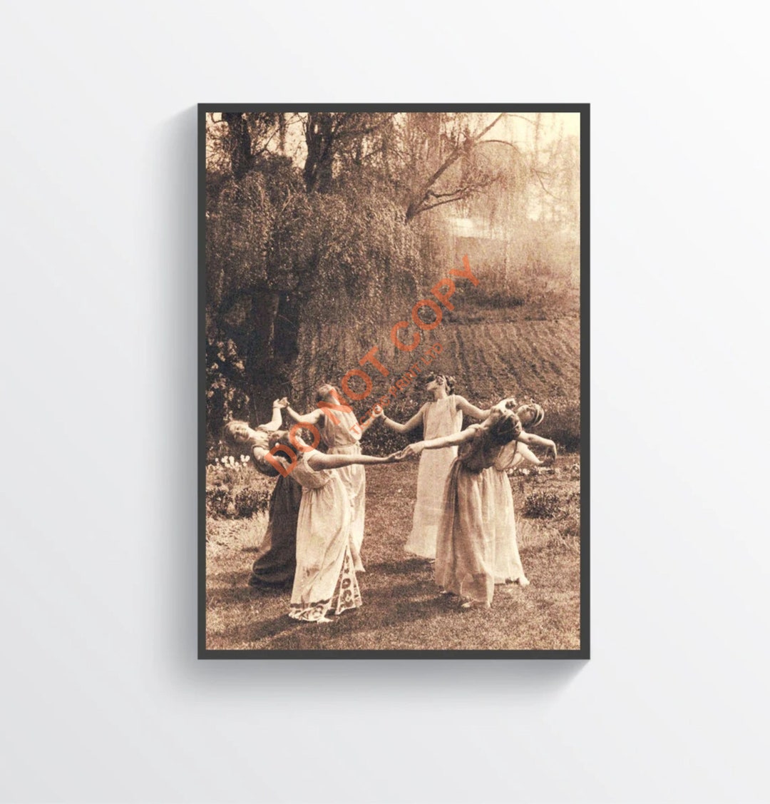 Vintage Women Dancing Poster Art , Circle of Witches Antique Photograph ...