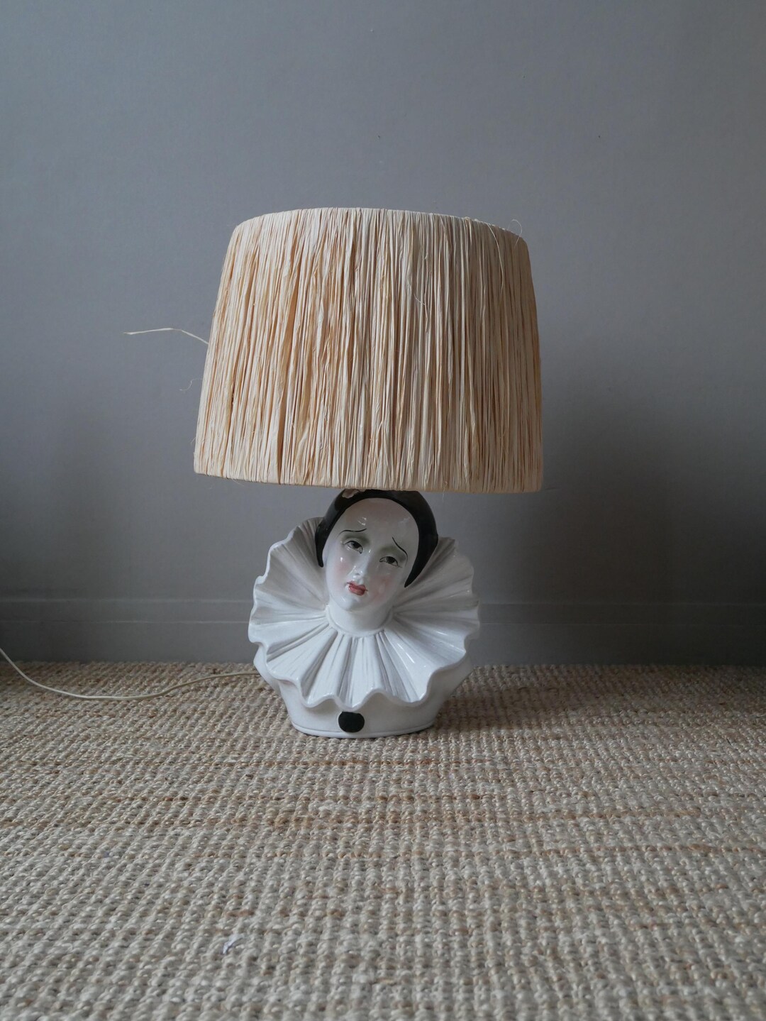 Retro Pierrot Lamp Base Vintage Head Face Handcrafted Old Bedside Lamp ...