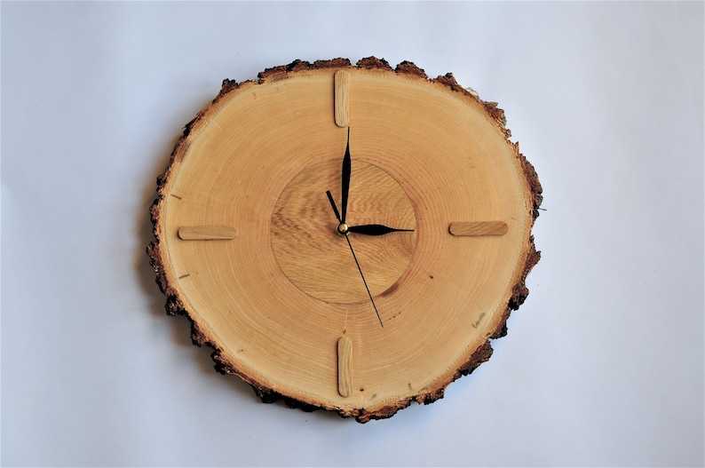 Wooden Wall Clock Slice Wood Clock Original Natural Rustic - Etsy