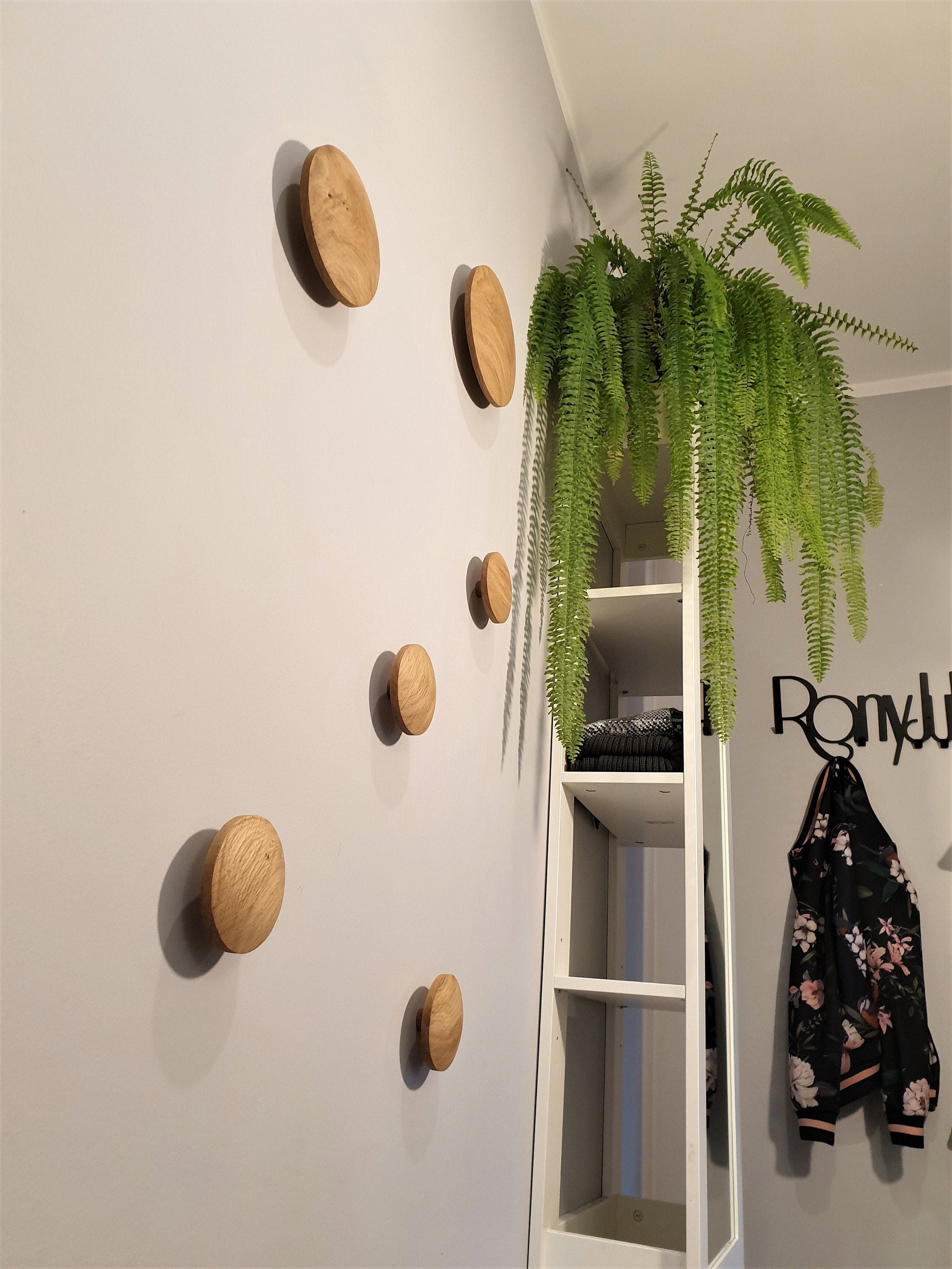 Wooden Hanger Dots Wall Hanger Oak Set of 6 | Etsy