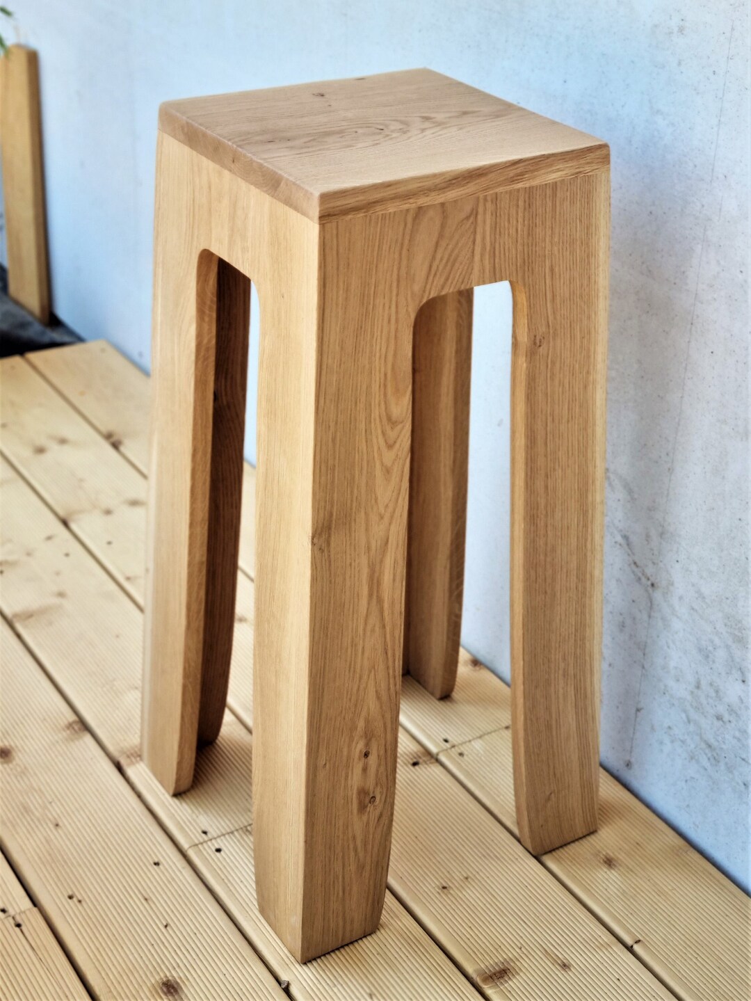 Wooden Stool, Wooden Bar Stool, Oak High Chair, Oak, Solid Wood ...