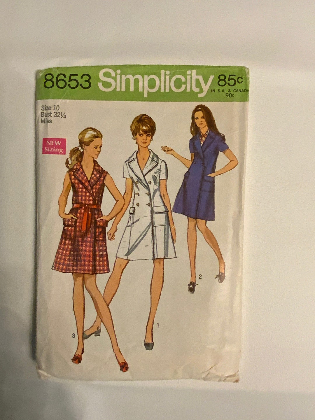 Vintage, Sewing, Pattern, Simplicity, 8653, Size 10, Bust 32 1/2 ...