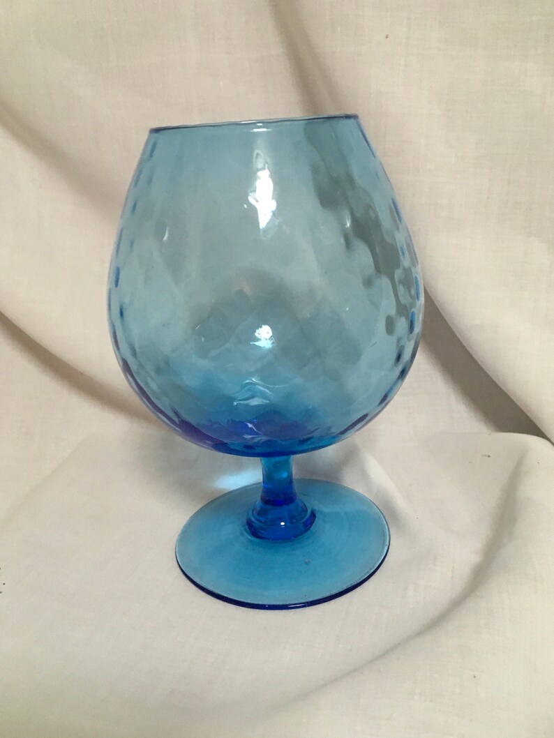 Vintage Mid Century Modern Turquoise Blue Glass Brandy Snifter | Etsy