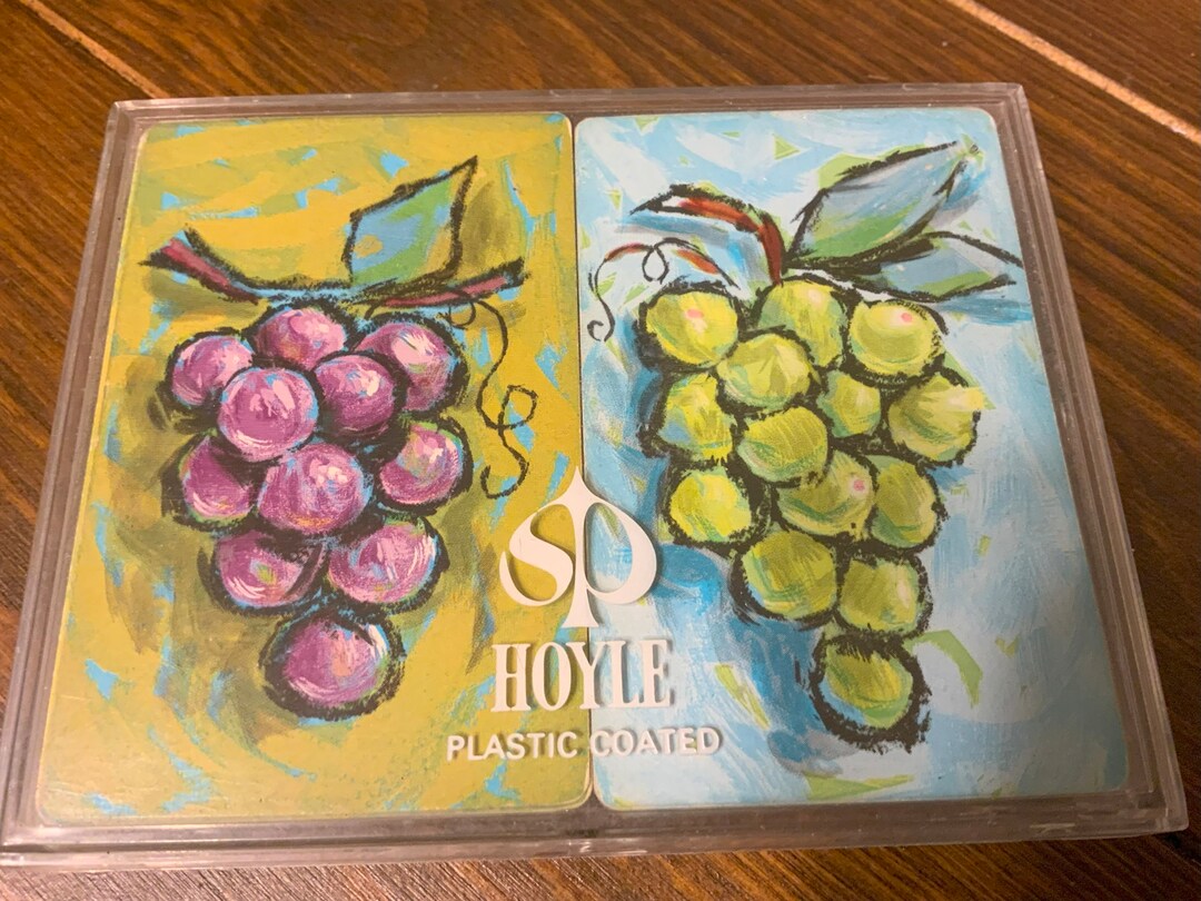 Grapes, Cards, Vintage, Mid-century, Double Deck, Bridge, Turquoise ...