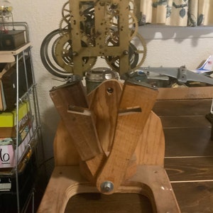 Clockwork, Vice, Stand, Vintage, Handmade, Wood, Clockmaker, Repair,sit ...