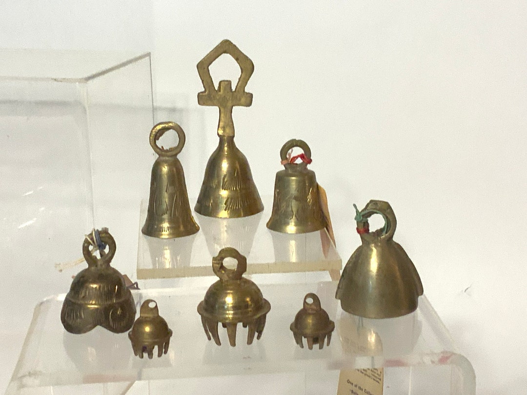 Vintage, Brass, Bells, Etched, String, Claw, Hanging, India, Handmade ...